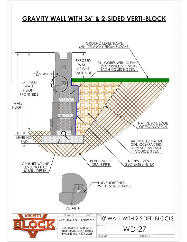 WD-27 10' Gravity Wall with 2-Sided Blocks - Verti-Block