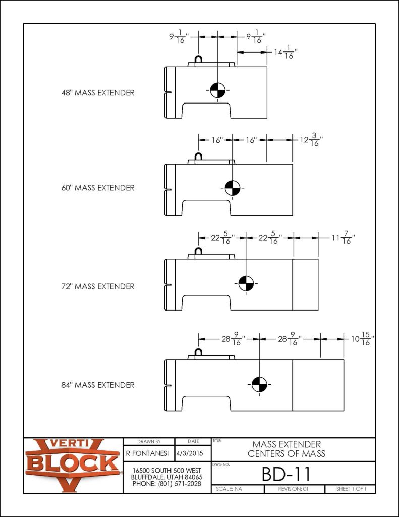 BD-11 Mass Extender Centers of Mass - Verti-Block